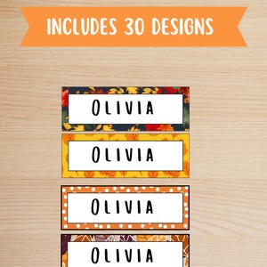 EDITABLE Name Label for School, Printable Classroom Name Tags, Fall ...