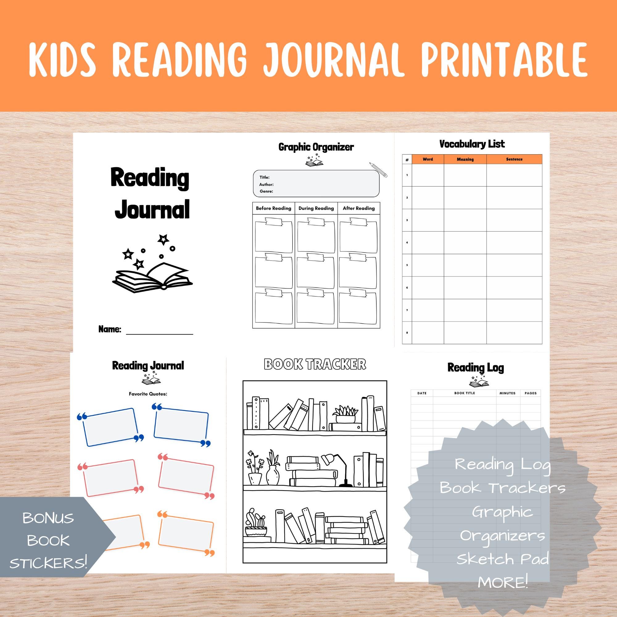 Reading Tracker for Kids, Kids Reading Tracker Journal, Bookshelf ...