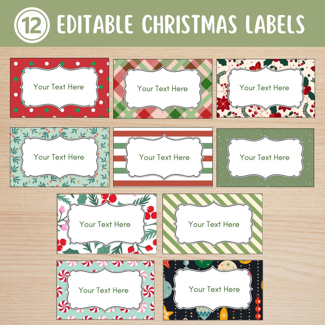 EDITABLE Christmas Labels, Christmas Food Labels, Christmas Tags ...