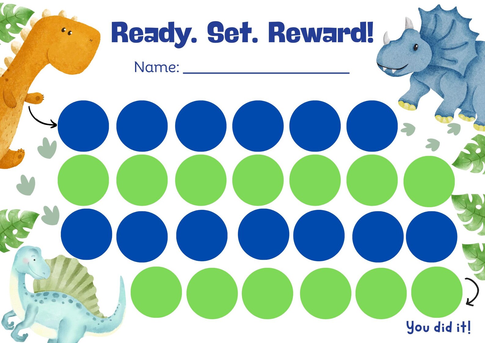 Printable Dinosaur Reward Chart, Kids Behavior Chart, Potty Training ...