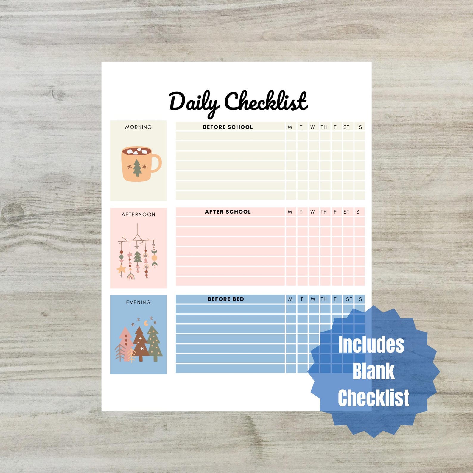 Editable Kids Daily Checklist, Kids Daily Checklist Editable, Chore ...