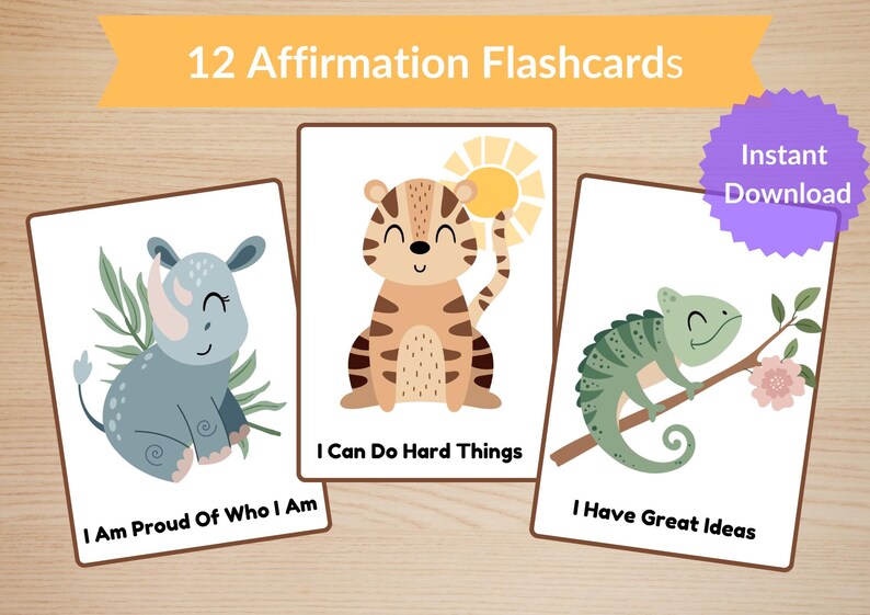12 Affirmation Cards for Kids, Montessori Flash Cards, Kids Mental ...