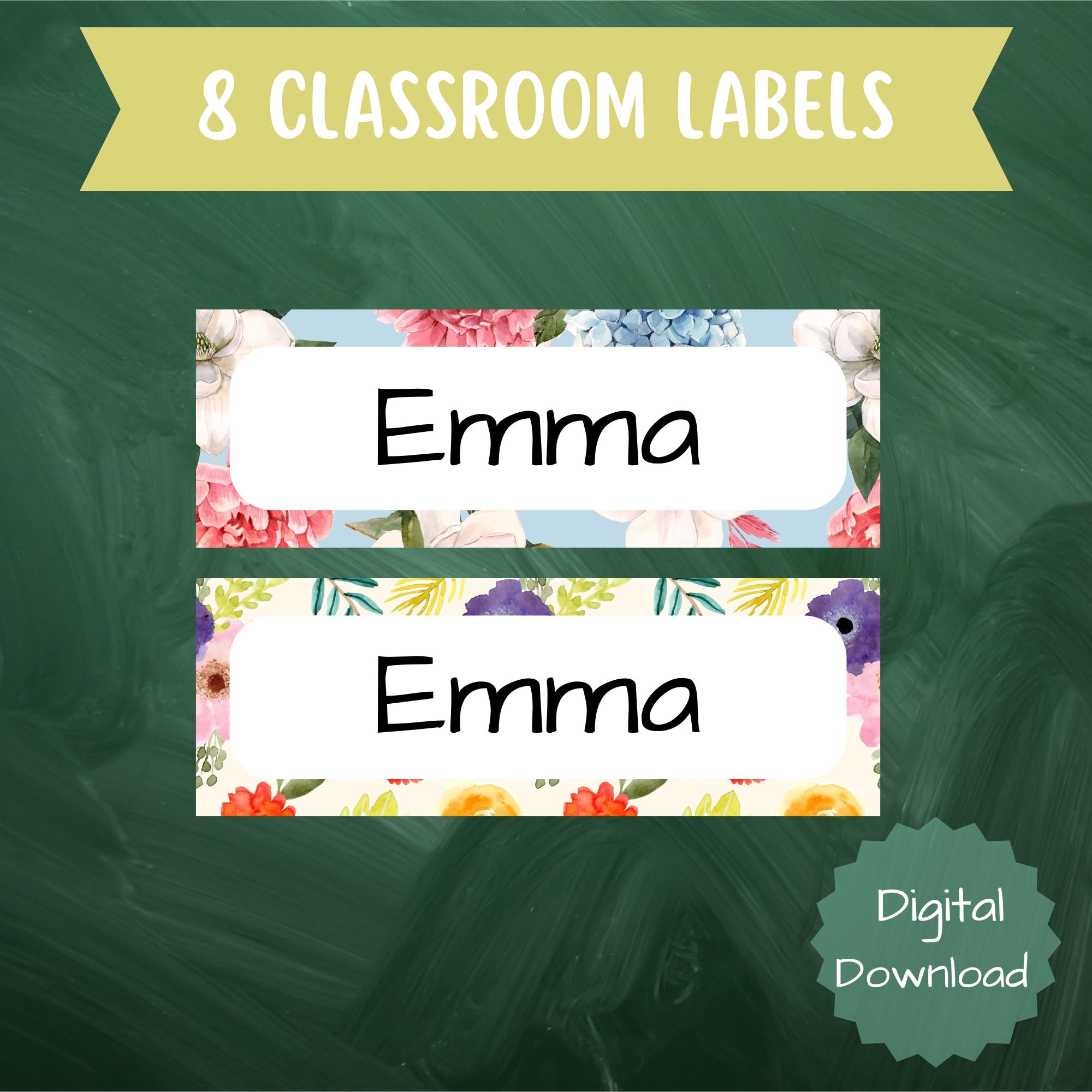 EDITABLE Name Label for School, Printable Classroom Name Tags, Floral ...