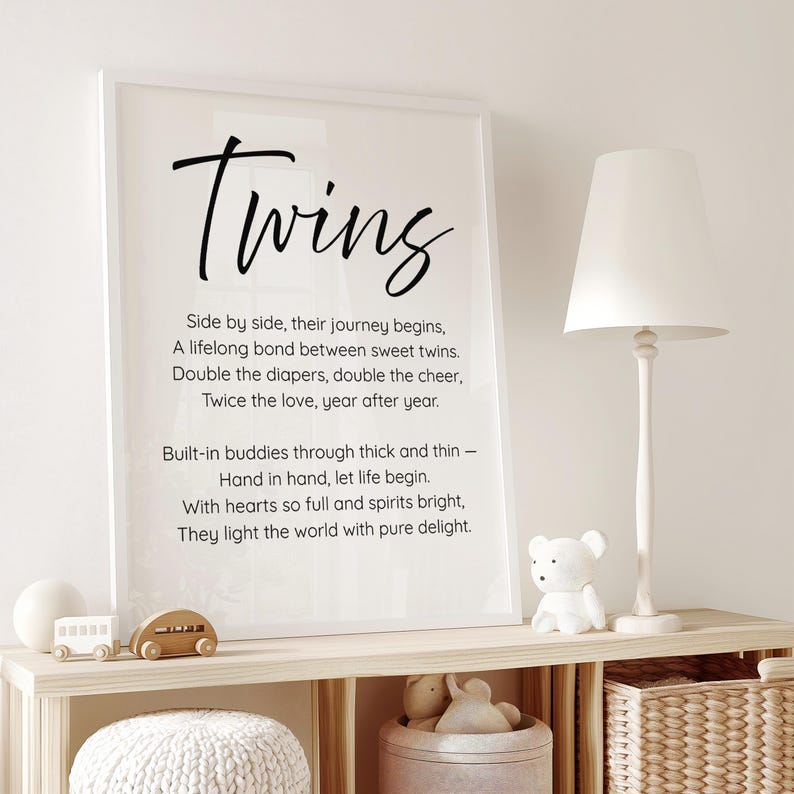 Twin Poem, Nursery Poem Art, Twin Nursery, Twin Nursery Decor, Twin ...