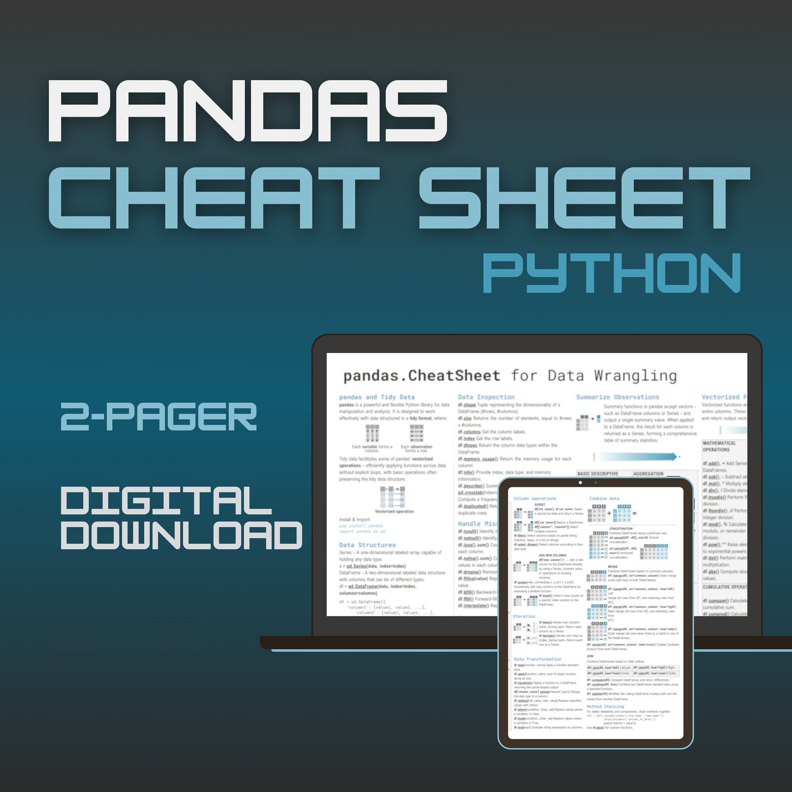 Pandas Cheat Sheet | Efficient Python Programming for Data Scientists, Engineers & Analysts ...