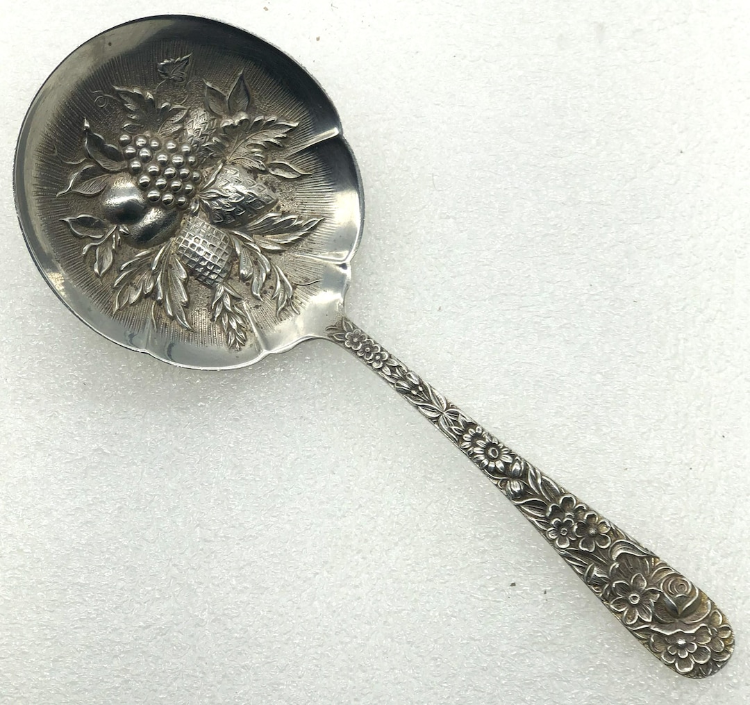 Vintage Sterling Silver Repousse Bon Bon / Nut Spoon - Etsy