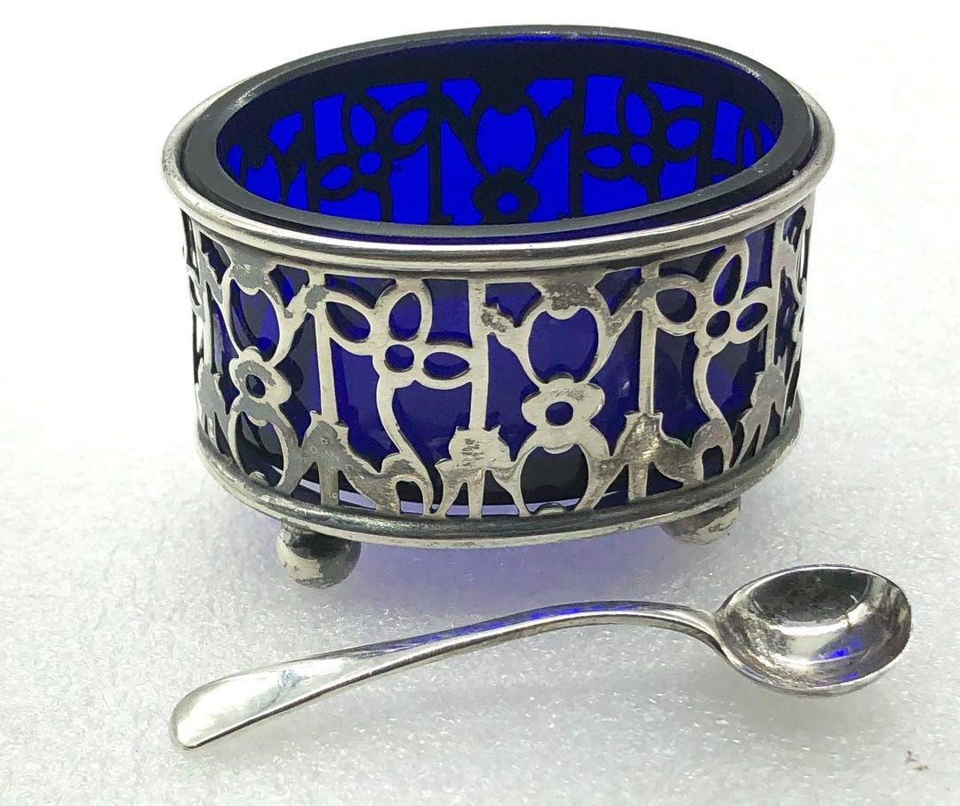 Antique Sterling Silver Salt Cellar With Spoon / Insert - Etsy