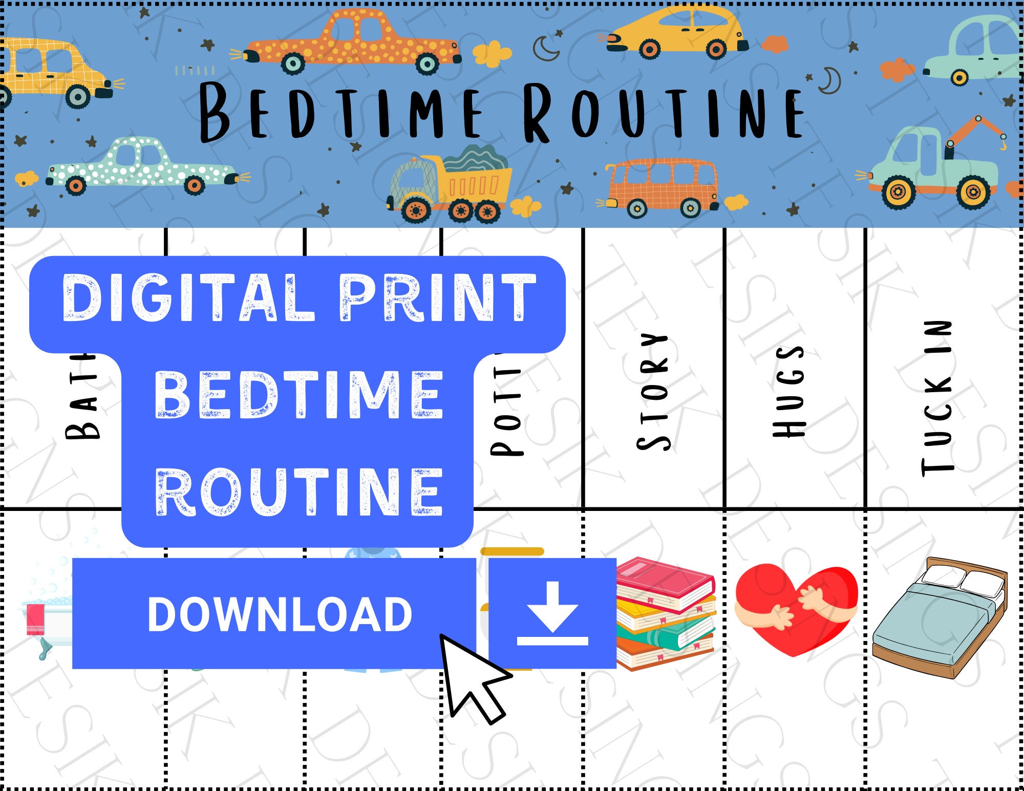 Printable Bedtime Routine Chart (truck Themed) - Etsy Canada