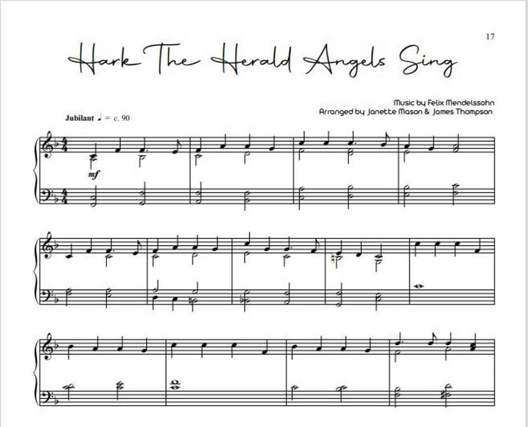Hark the Herald Angels Sing - Piano Sheet Music - Printable - A4 Print ...