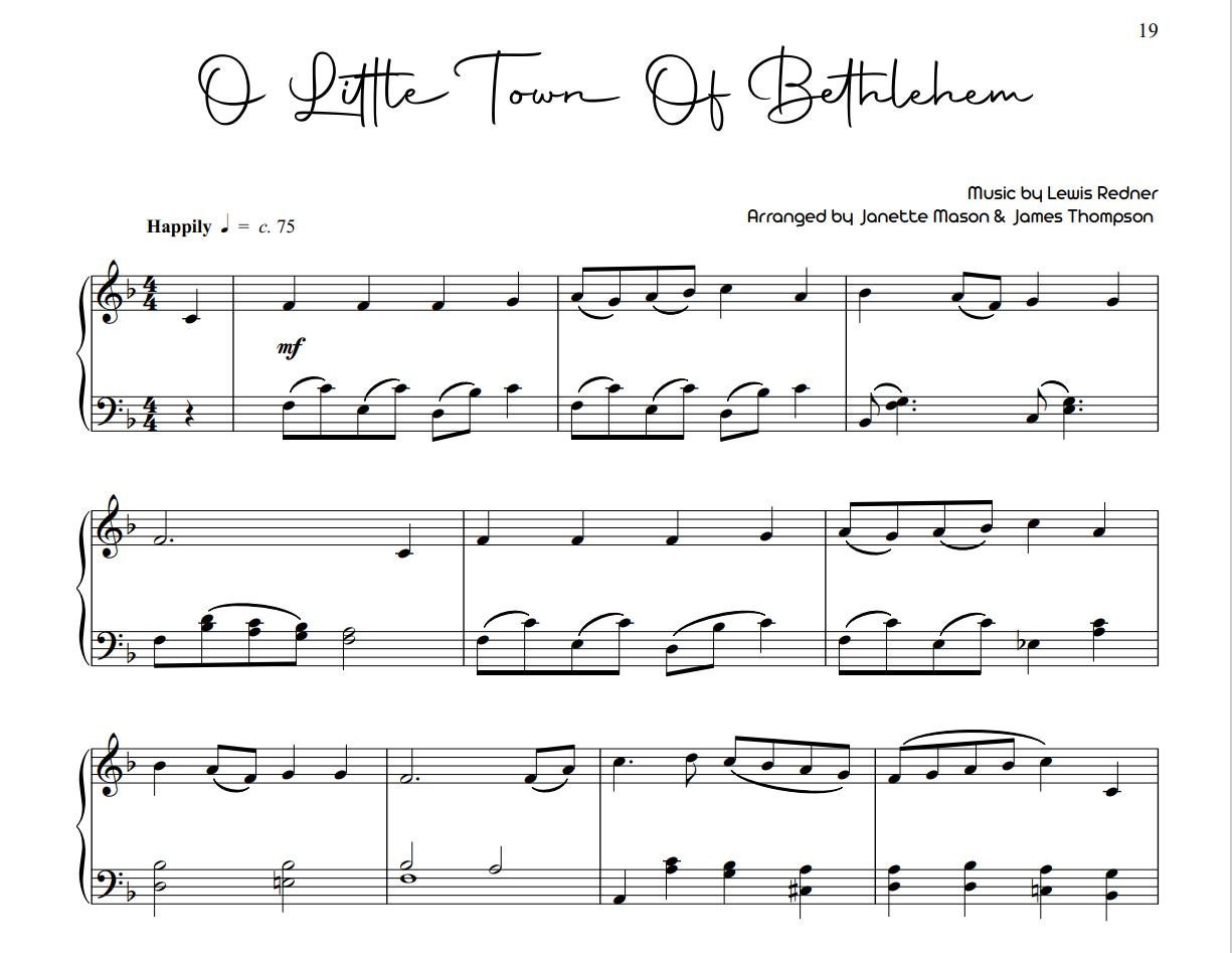 O Little Town of Bethlehem - Piano Sheet Music - Printable - A4 Print ...