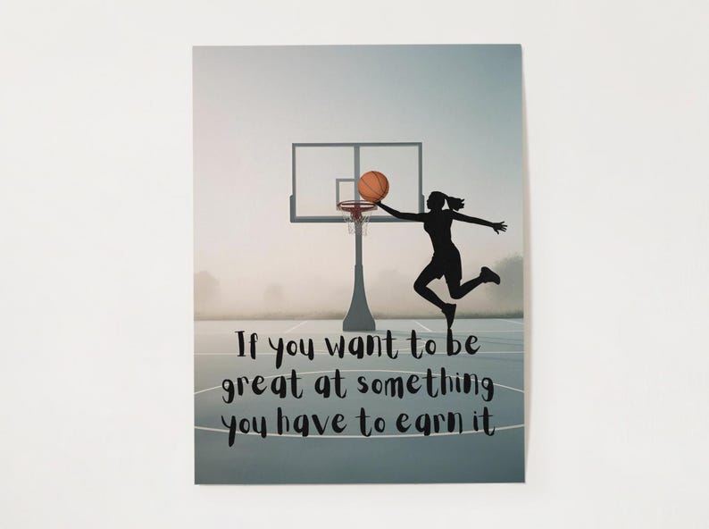 Basketball Motivational Poster – Inspirational Sports Wall Art, Athlete ...