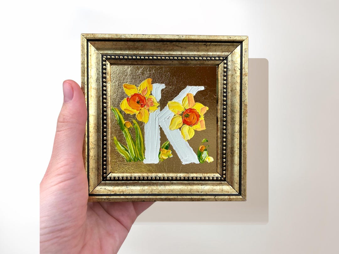 Letter Wall Art With Daffodils Flowers • Handmade Initial Monogram ...