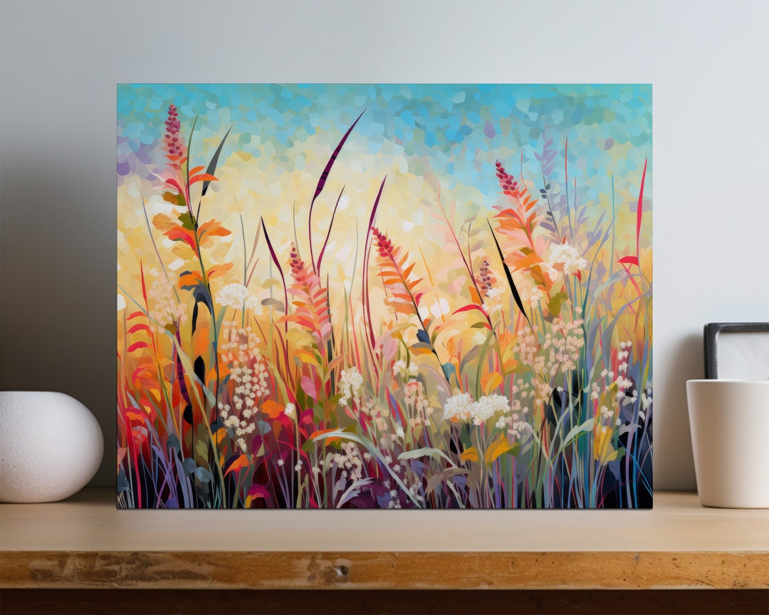 Abstract Wildflower Field Wall Art Print Colorful Abstract - Etsy