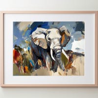 Colourful Elephant Abstract Digital Art, Modern Elephant Print Art ...