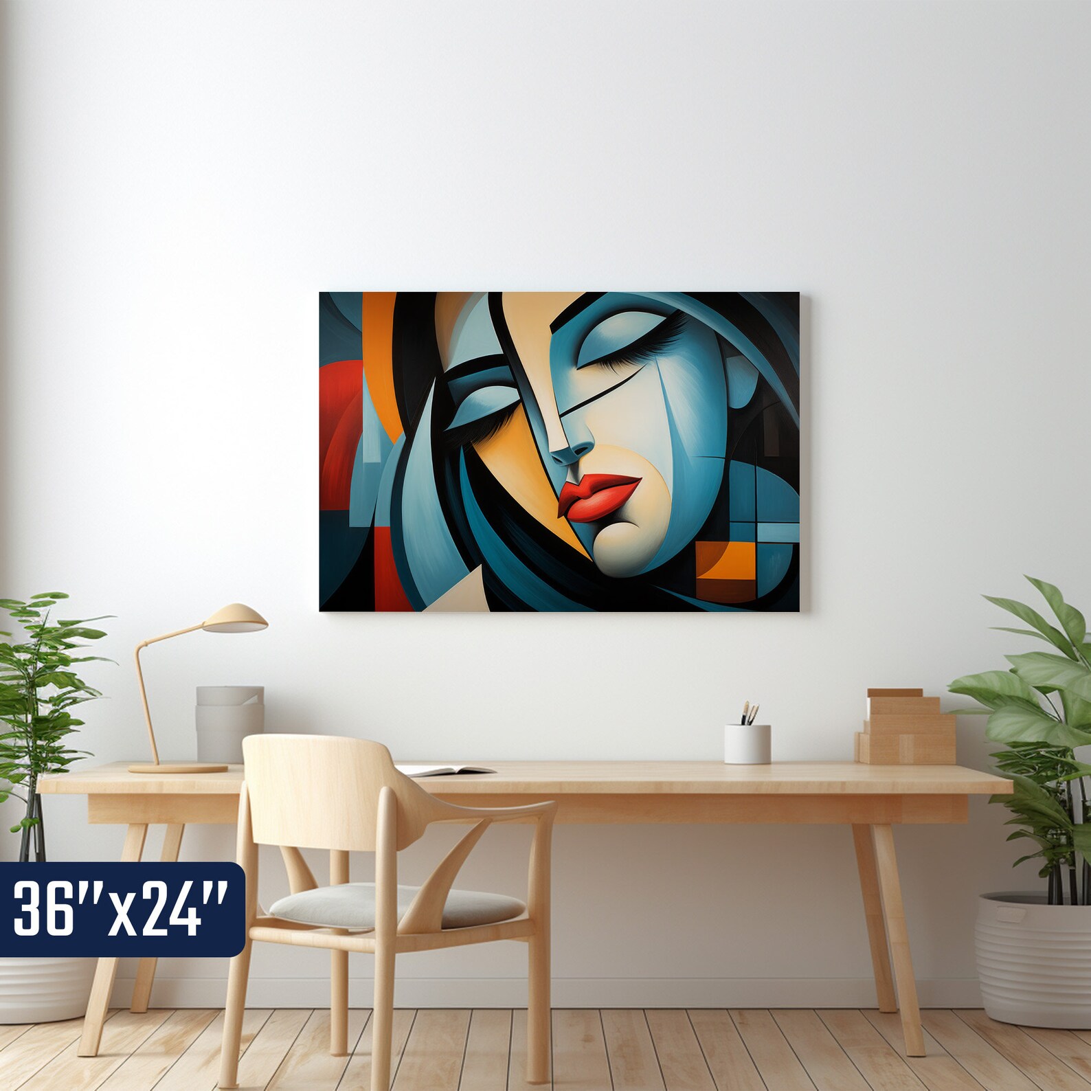 Modern Abstract Cubism Woman's Face Canvas Unique Wall Art Great Gift ...