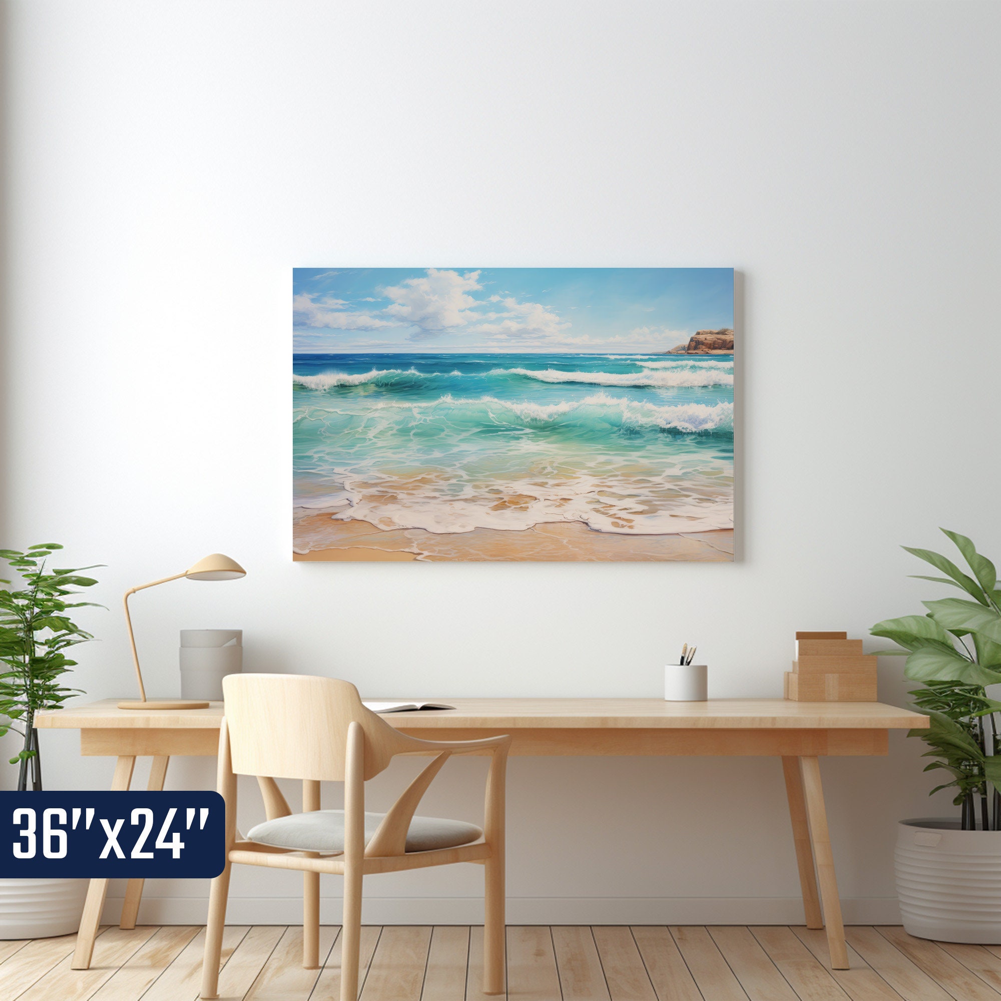 Beachy Wall Art Canvas Print Coastal Wall Art Landscape Painting Ocean ...