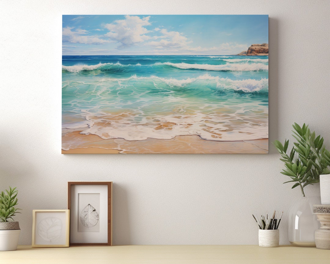 Beachy Wall Art Canvas Print Coastal Wall Art Landscape Painting Ocean ...