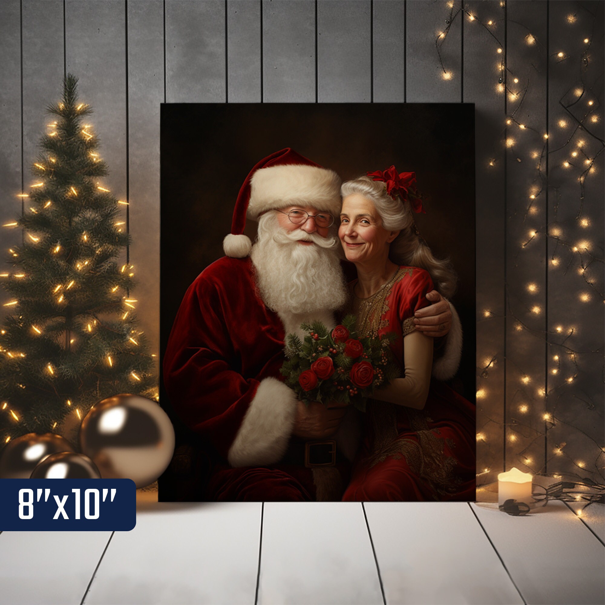 Vintage Santa and Mrs Claus Christmas Art Print | Xmas Festive Wall Art ...