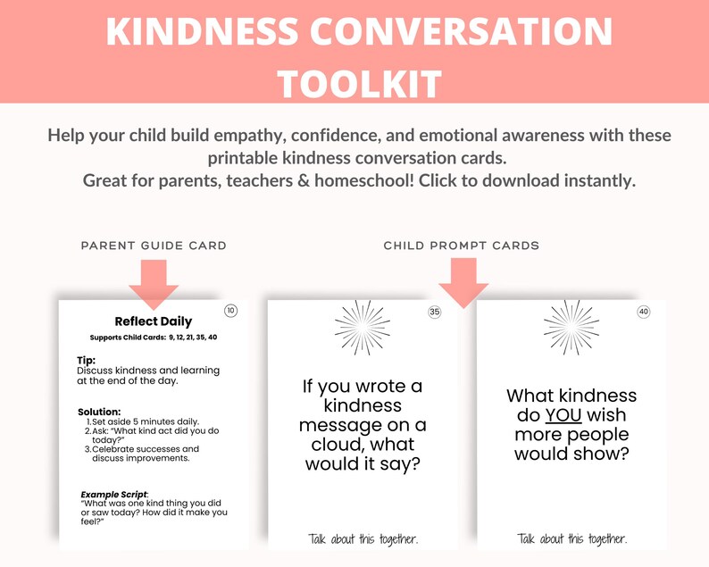 Conversation Starter Kindness Cards for Kids | SEL Activity Printable ...