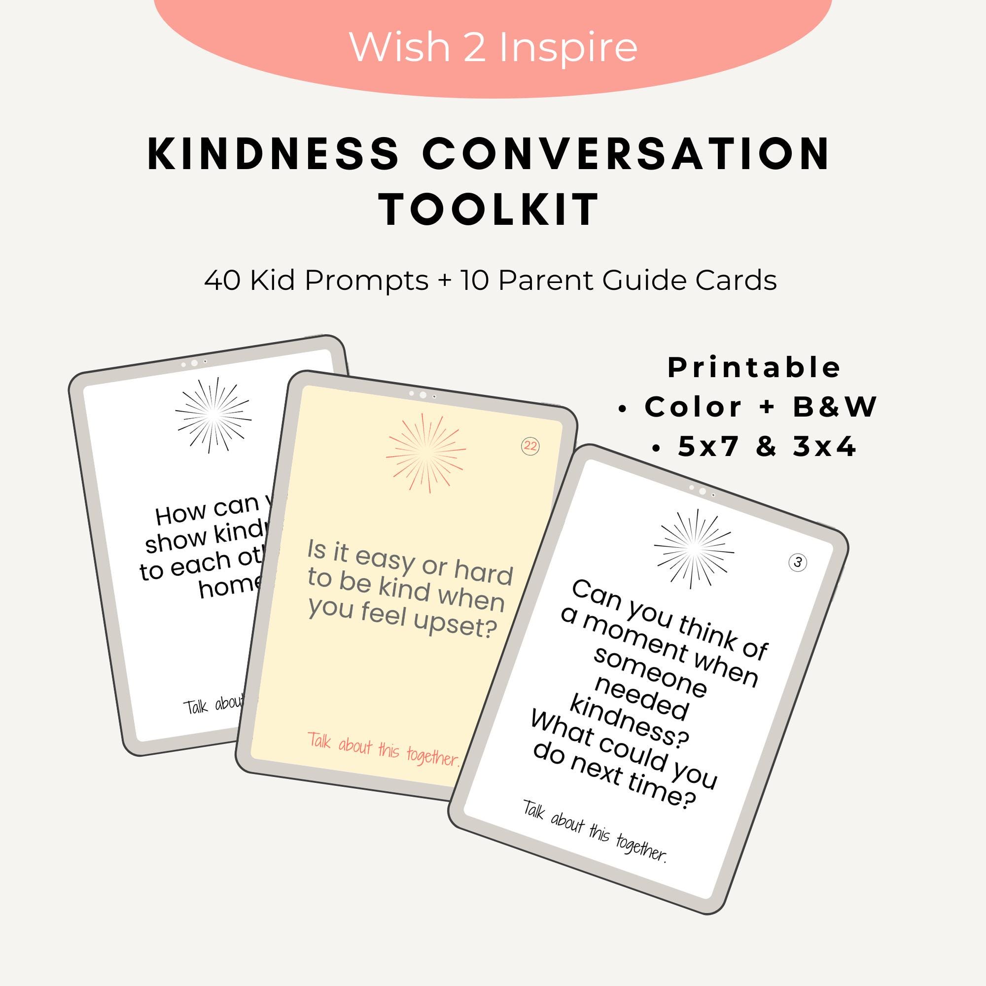 Conversation Starter Kindness Cards for Kids | SEL Activity Printable ...