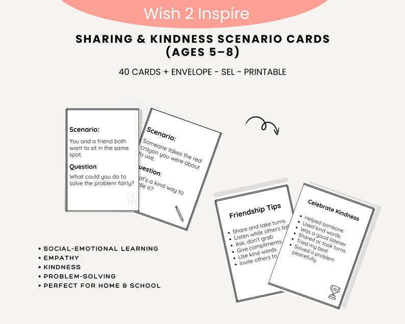 Kindness Scenario Cards Ages 5–8 | SEL Empathy & Problem Solving ...