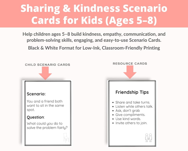 Kindness Scenario Cards Ages 5–8 | SEL Empathy & Problem Solving ...