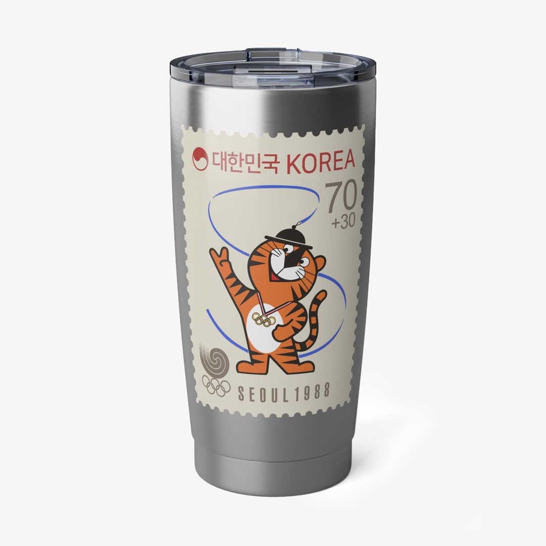 Hodori Tiger Mascot Stamp - 1988 Seoul Korea Olympics / 20oz Tumbler ...