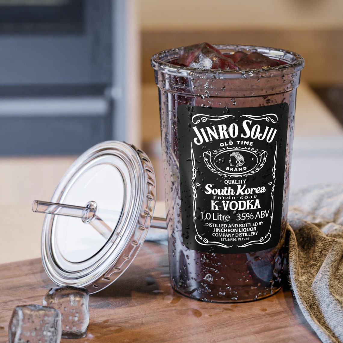 Soju Whiskey - Inspired by Korean Alcohol / 16oz Tumbler With Straw / K ...