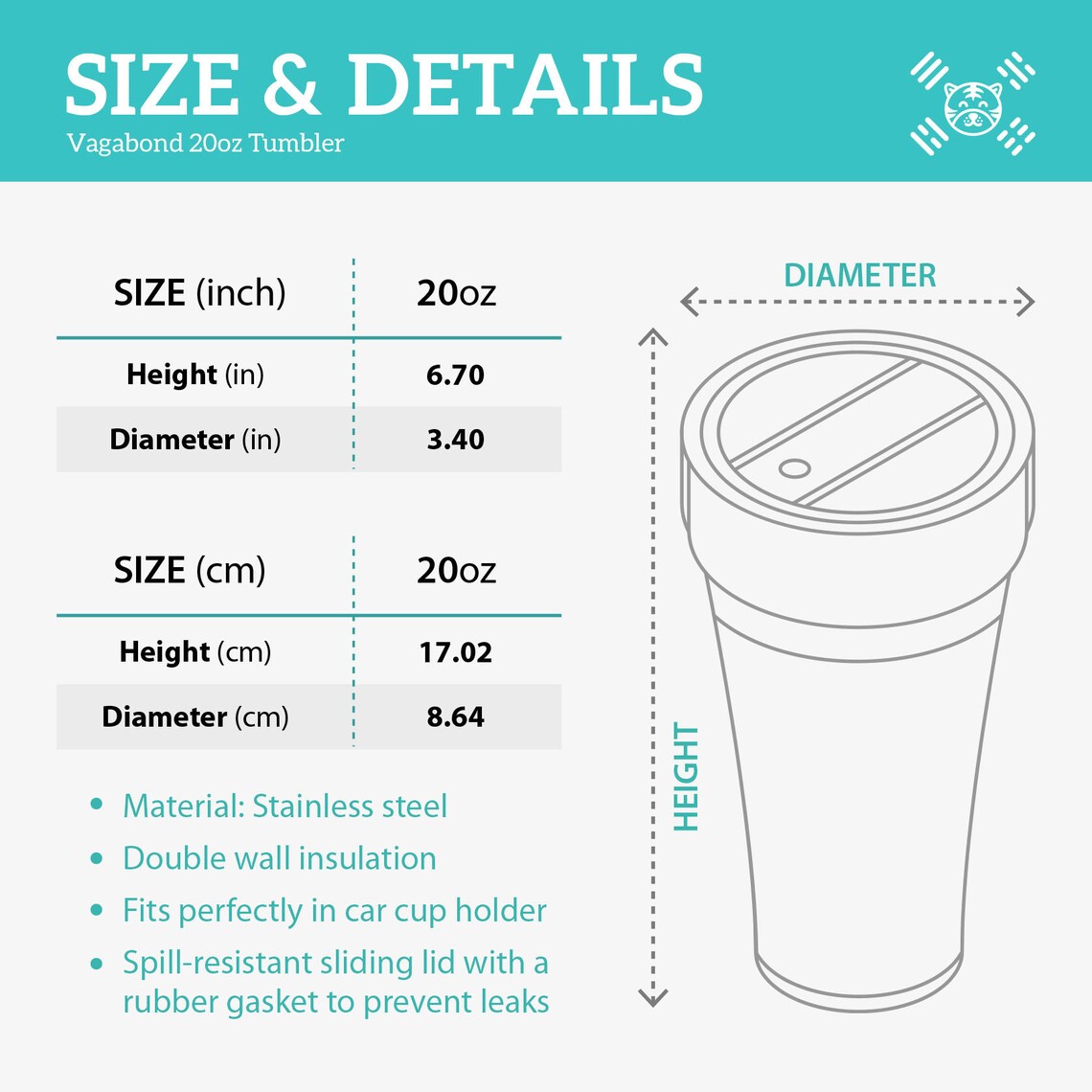 Dae Han Min Guk - Classic South Korea Tiger / 20oz Tumbler / K-pop, K ...