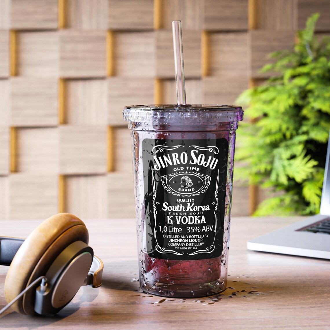 Soju Whiskey - Inspired by Korean Alcohol / 16oz Tumbler With Straw / K ...