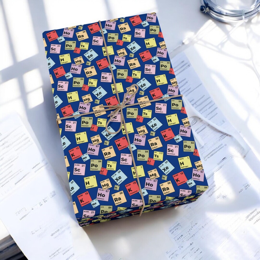 Periodic Table Gift Wrap Paper, Chemist Graduation Gift Idea, Scientist ...