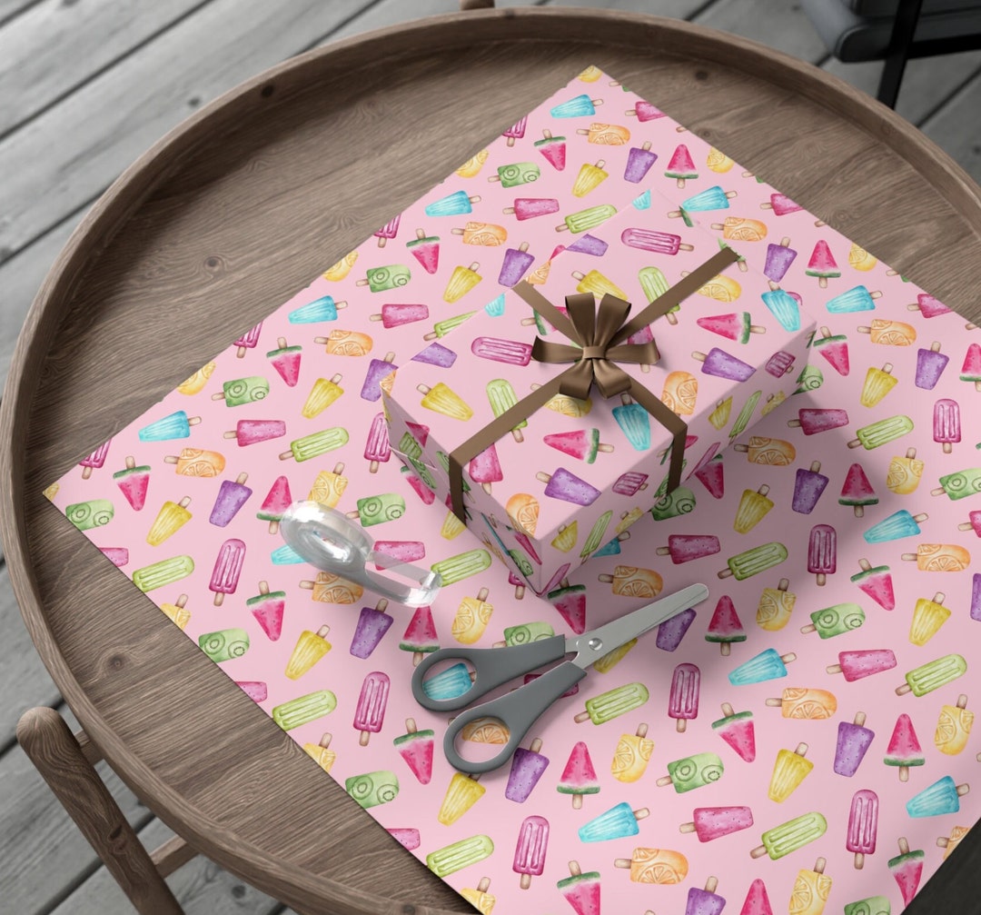 Popsicle Pattern Gift Wrapping Paper: Pastel Pink Kids Birthday Wrap - Etsy