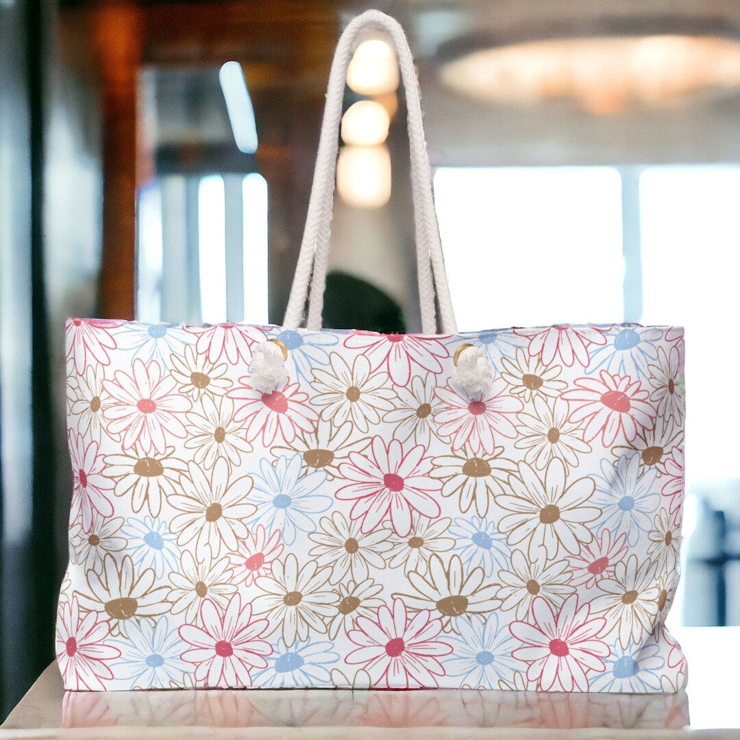 Oversized Daisy Floral Weekender Bag Boho Inspired Overnight Bag ...