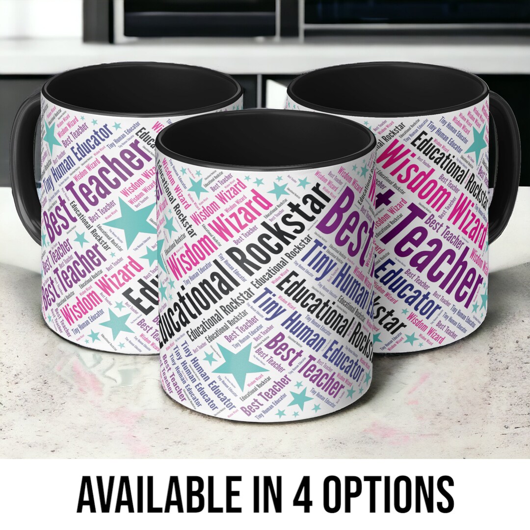 Best Teacher Word Cloud Mug, Teacher Appreciation Gift Idea, Teacher ...