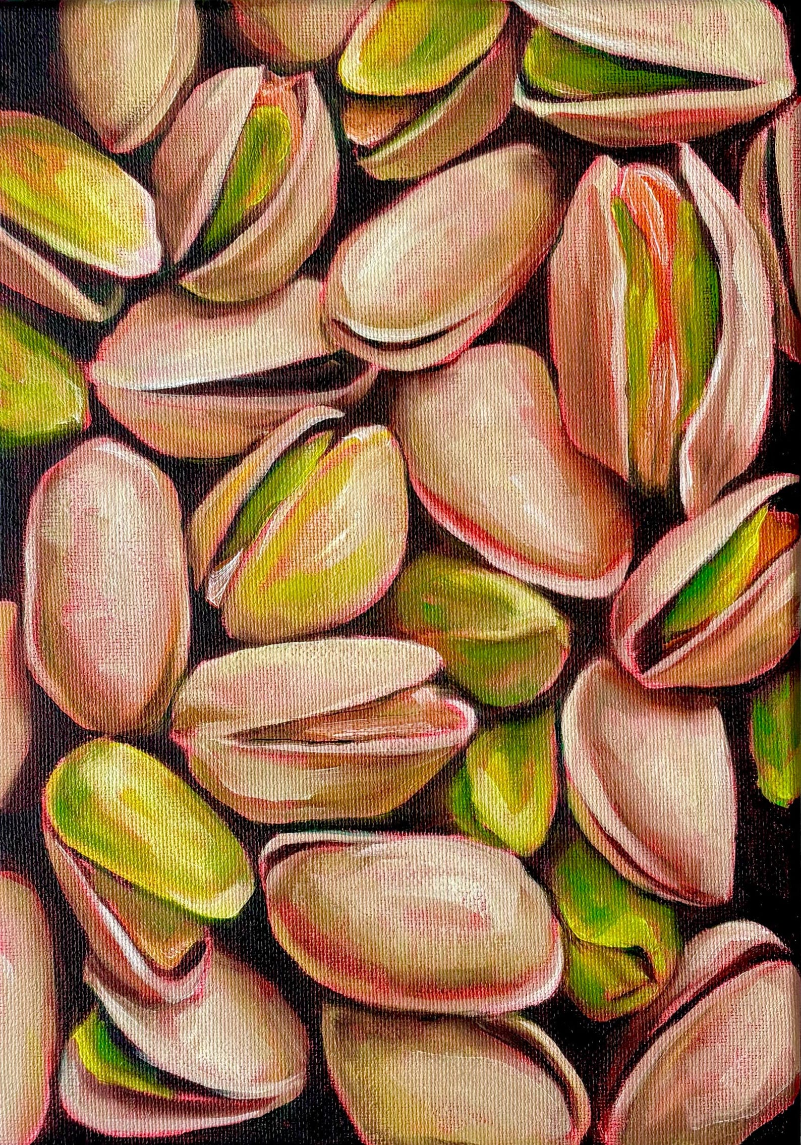 Pistachios Painting Green Wall Art, Nuts Still Life for Kitchen ...