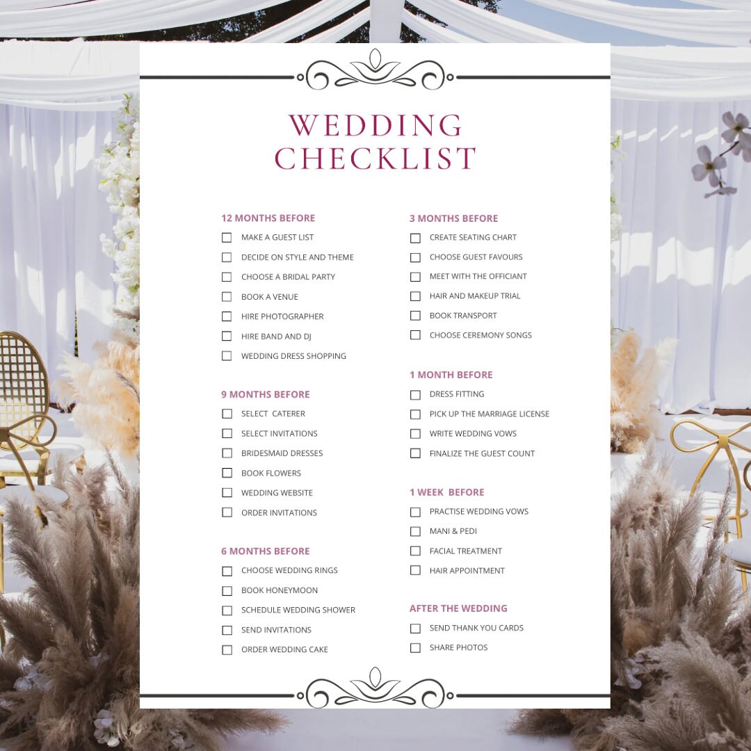 Wedding Check List - Etsy