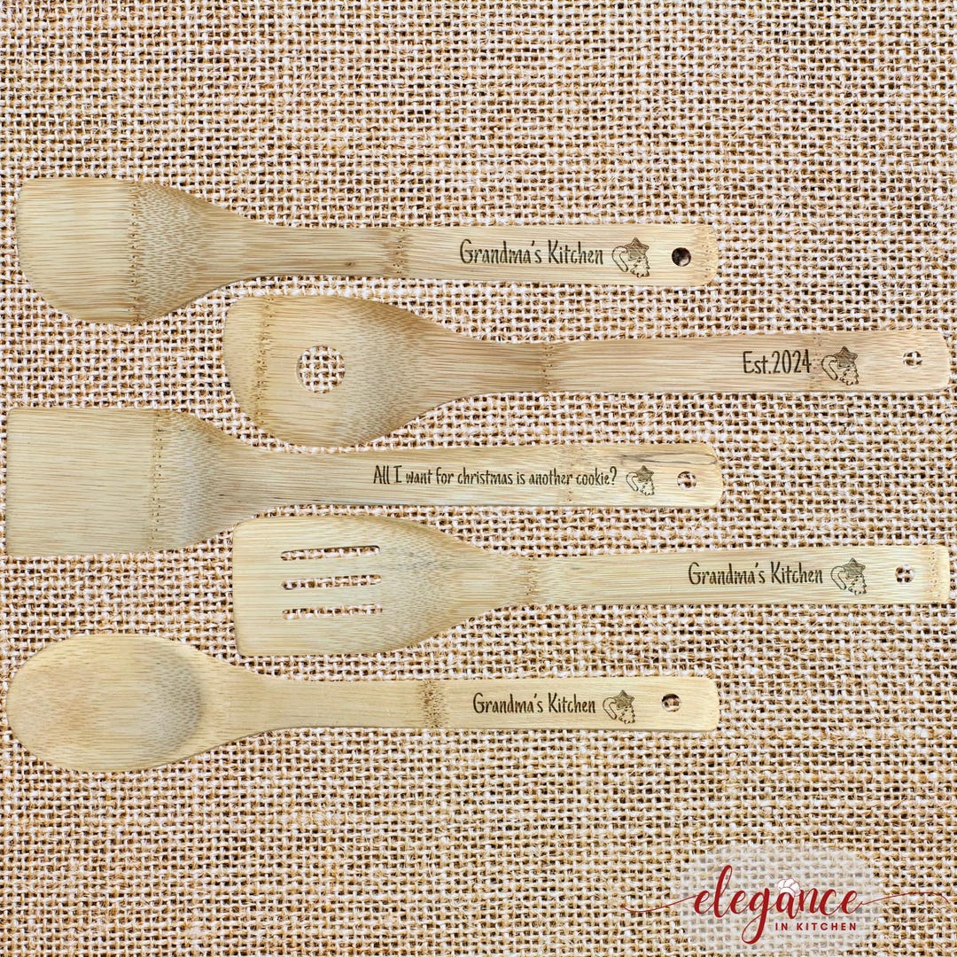 Personalized Wood Kitchen Utensils Set, Gift Idea for Grandmothers ...