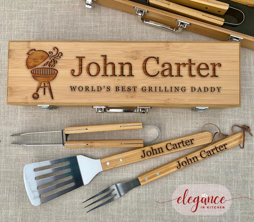 Personalized BBQ Tool Set, Barbecue Utensils | New Year Gift Idea for ...
