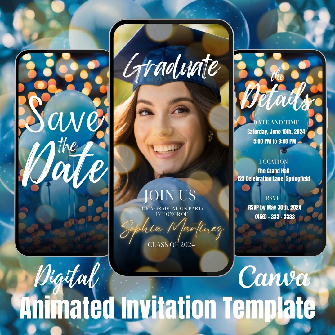 Animated Invitation Template, Grad Party Invitation Video, 2024 ...