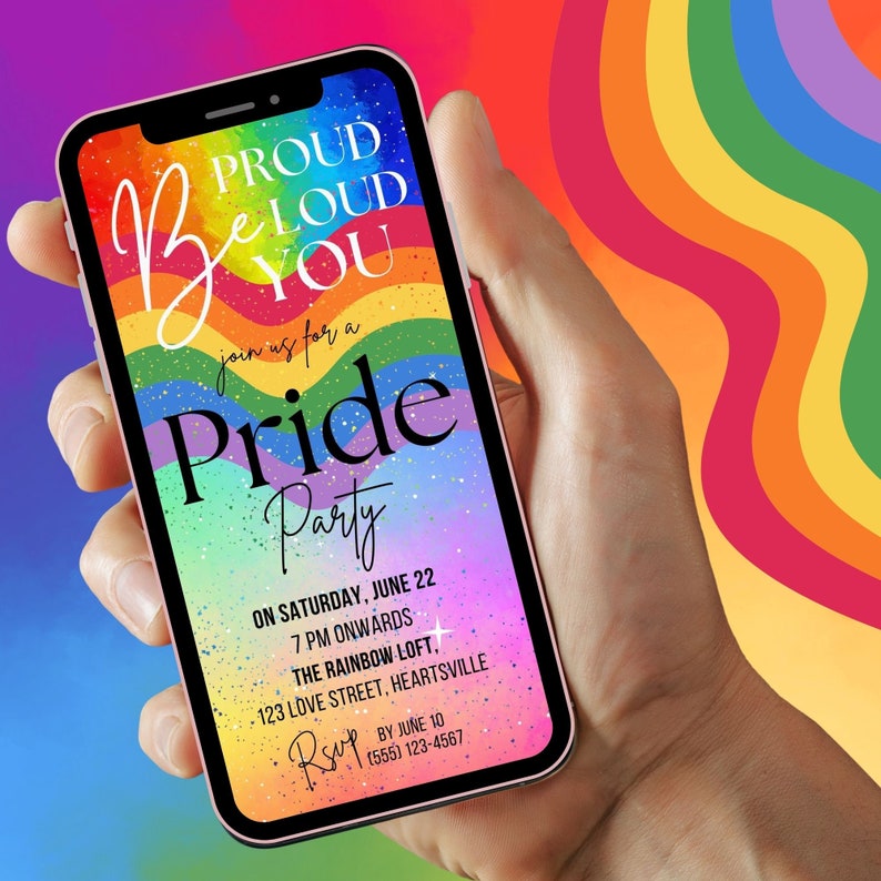 Pride Party Animated Invitation Template, Pride Invite, Rainbow Invite ...