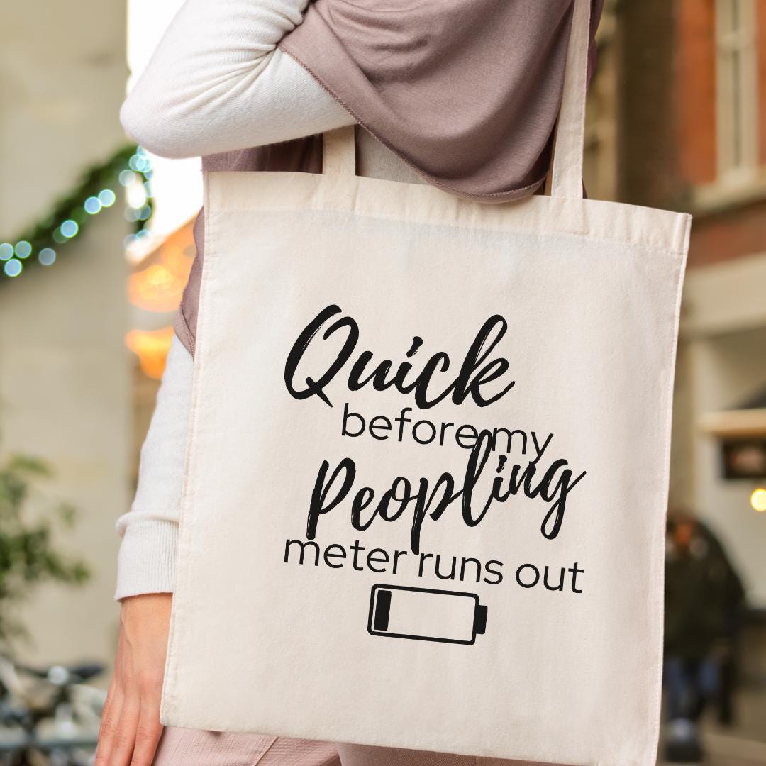Funny Introvert Tote Bag Gift, Witty Mental Health Social Anxiety ...