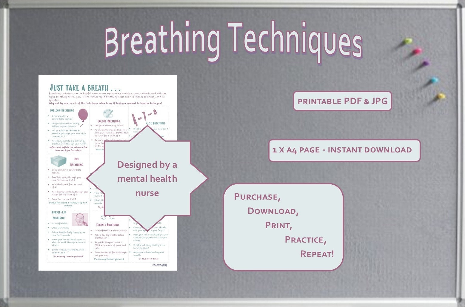 Breathing Techniques Anxiety Management Self-care - Etsy