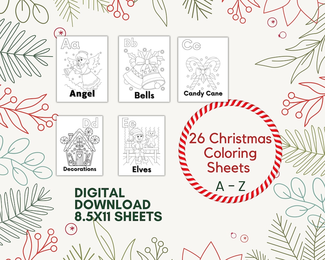Christmas Alphabet Coloring Sheets - Etsy