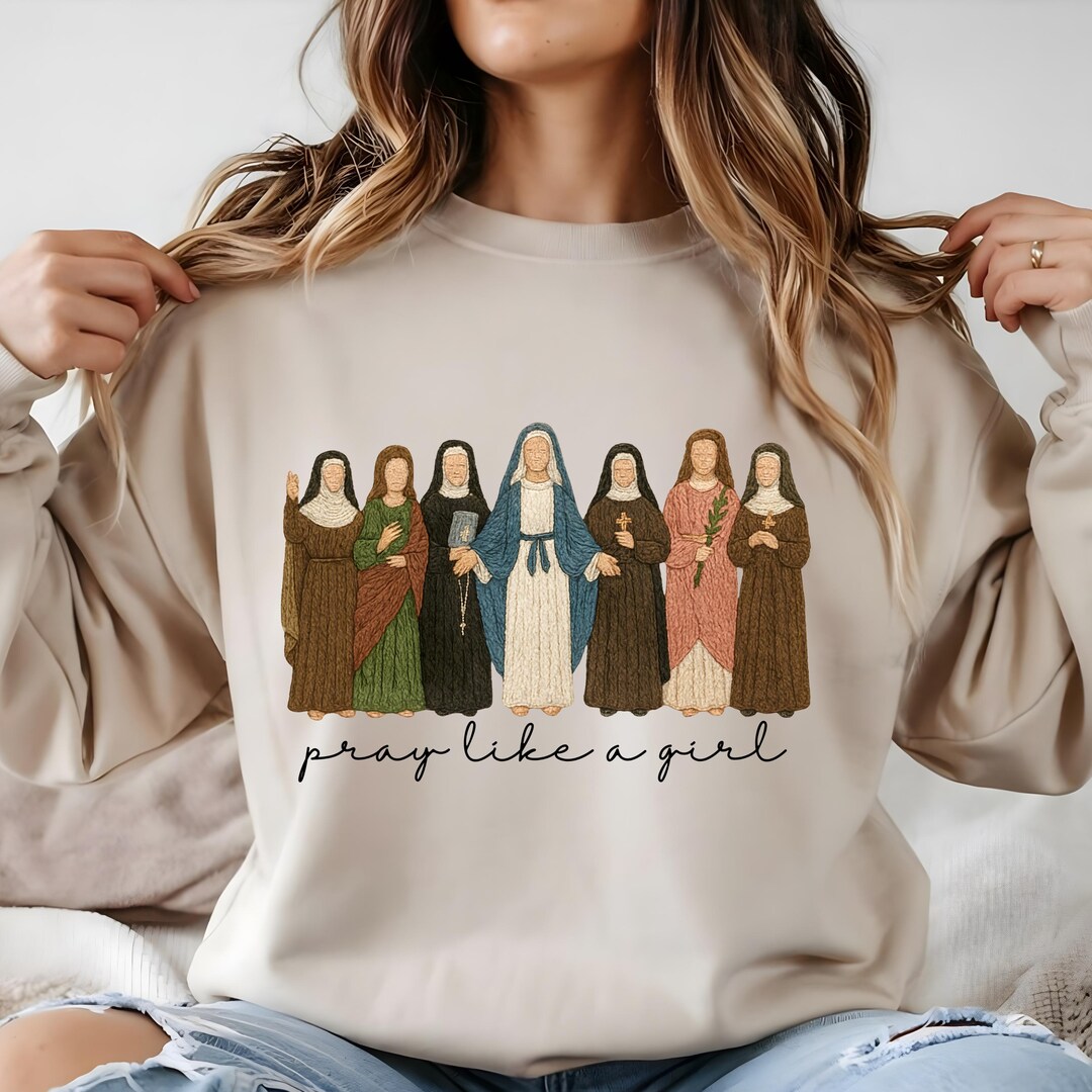 Christian Sweatshirt ~ Catholic Pray Like A Girl ~ Preppy Christian ...