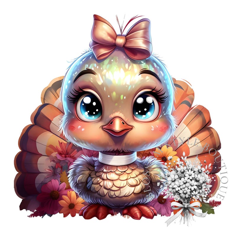 Cute Girl Turkey PNG Cutest Thanksgiving Turkey Coquette Bow DTF Cute ...