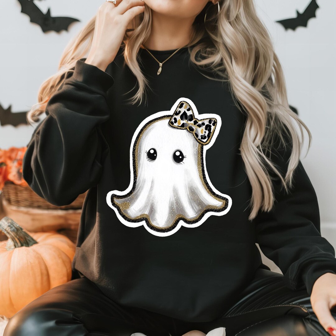 Preppy Girl Ghost PNG Coquette Bow Cute Ghost Shirt Halloween DTF ...
