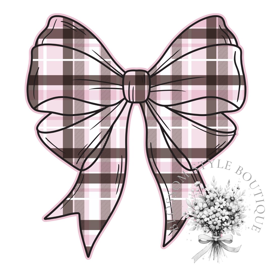 Fall Plaid Coquette Bow PNG Grand Millennial Bow Cute Demure Bow PNG ...