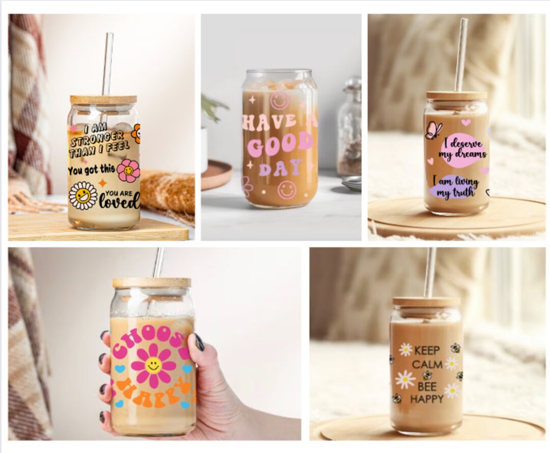 Positive Affirmation Libby Cups, Mental Health Iced Coffee Cup, 16oz ...