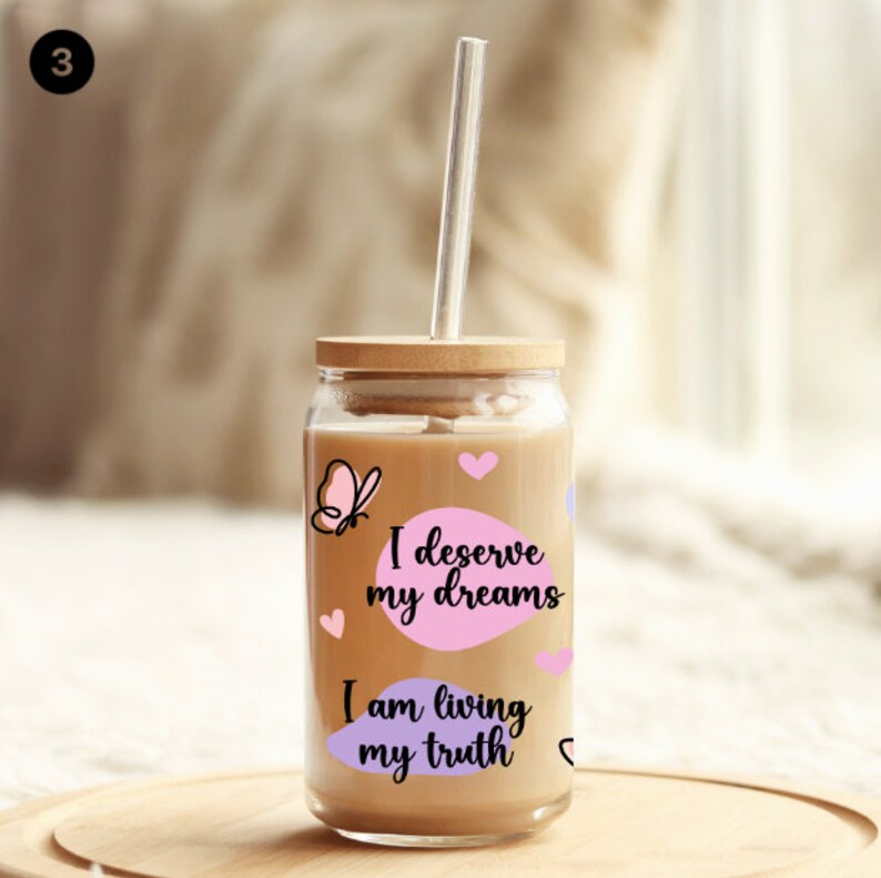 Positive Affirmation Libby Cups, Mental Health Iced Coffee Cup, 16oz ...