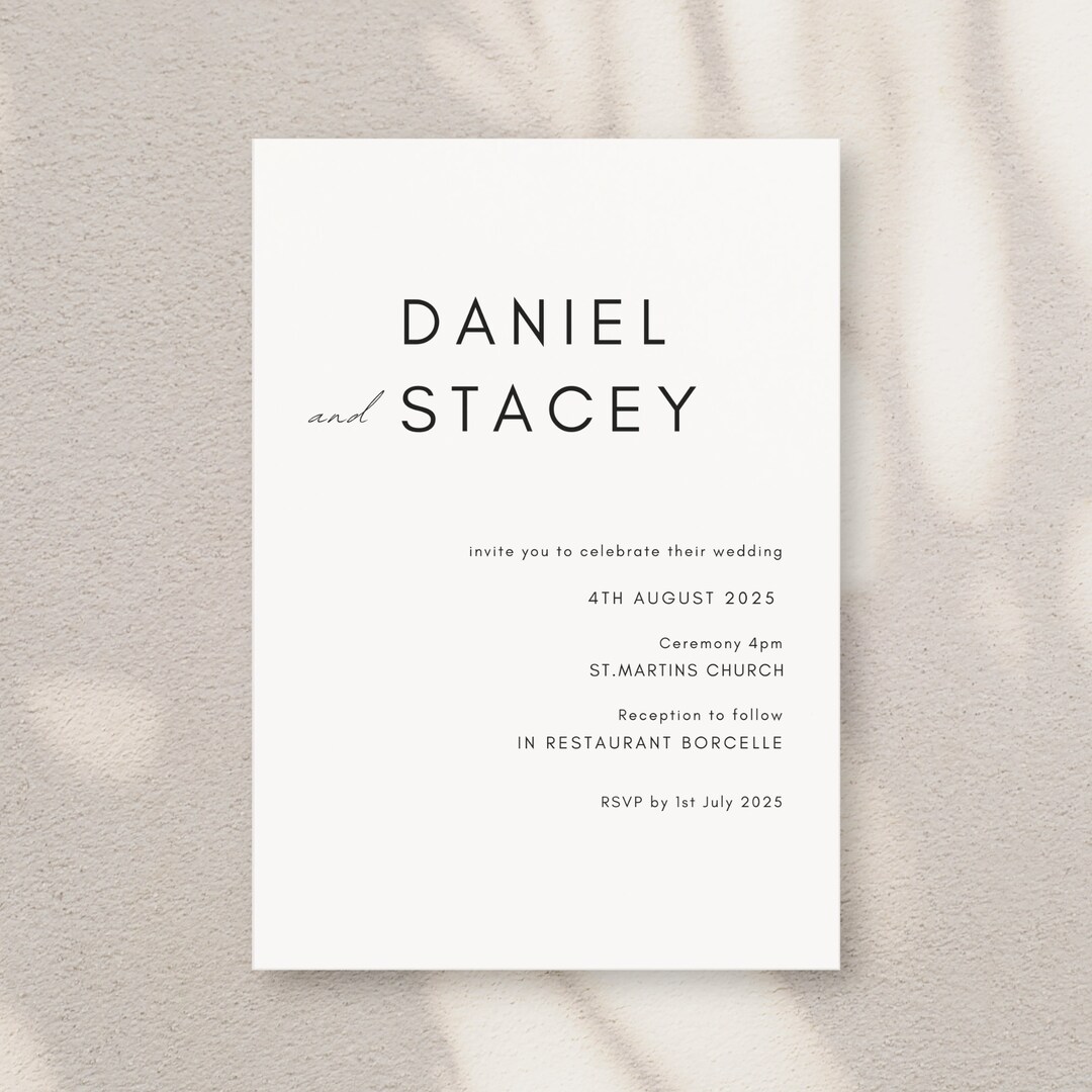 EMMA Minimalist Wedding Invitation Bundle | Easy to Edit Canva Template ...